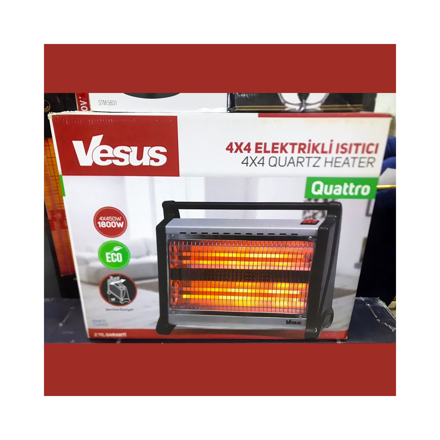 Vesus Şömine Tipi Elektrikli Isıtıcı 1800W Quattro 4x4 Fiyatı