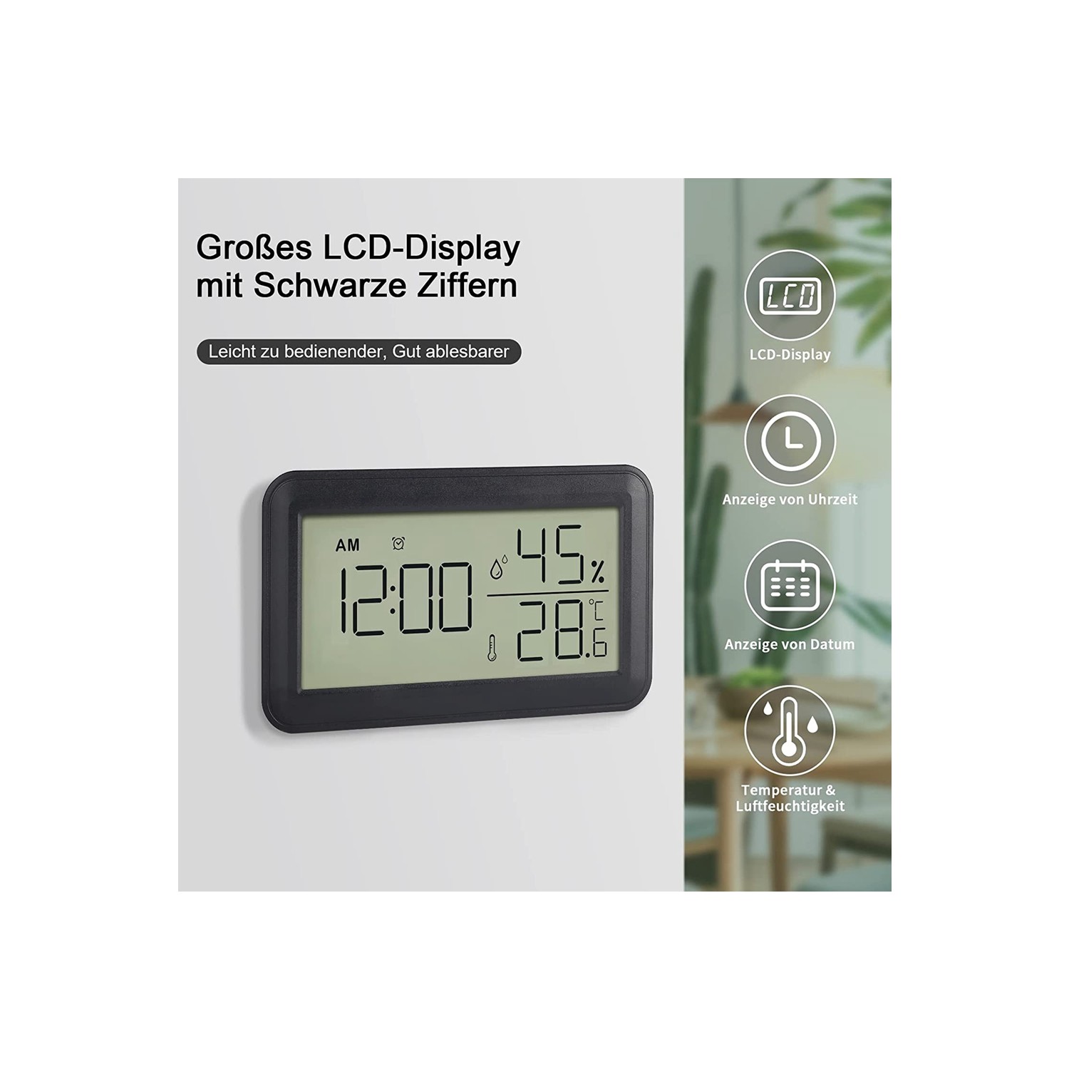 Hermoso Termometre Higrometre Iç Mekan, Çalar Saatli, LCD Fiyatı