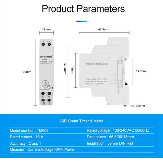 Sunshinee 2x Sınotımer TM608 Akıllı Wifi Tek Fazlı Enerji Fiyatı