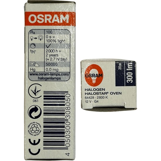 Osram 64428 20W 12V 2800K (Sarı Işık) Owen G4 Duylu Fırın Fiyatı