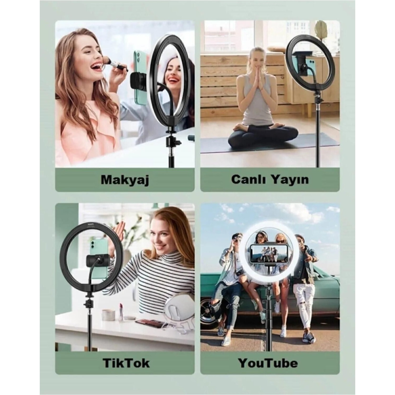 Ledoren Kumandalı Youtuber Tiktok Çekim Işıklı Telefon Tutucu Makyaj ...