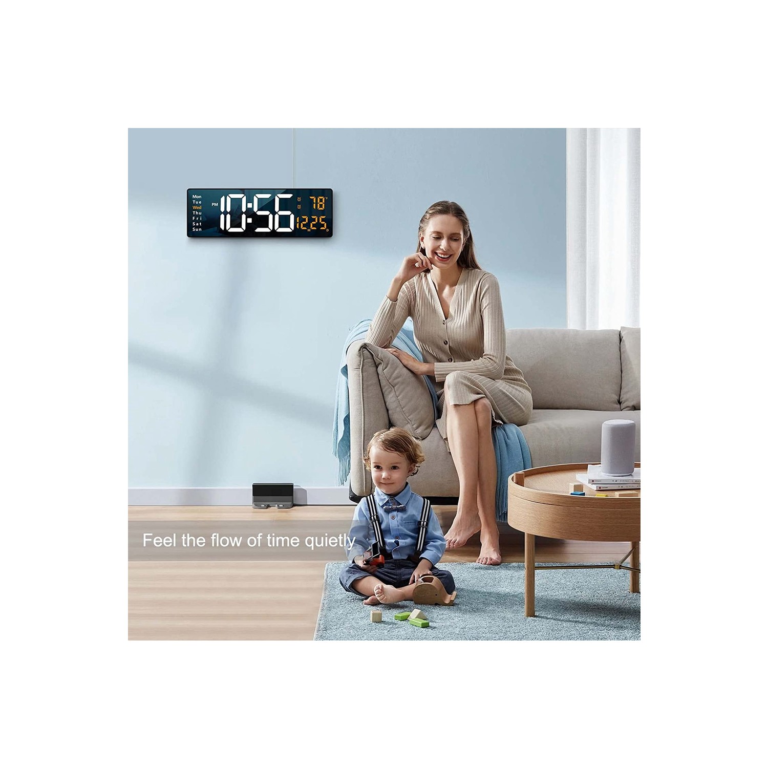 Faith 13 Inç Büyük Ekran LED Dijital Duvar Saati-B (Yurt Fiyatı