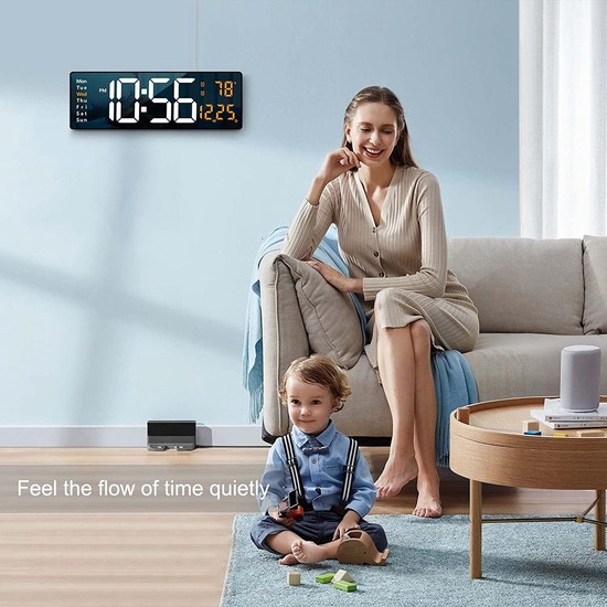 Faith 13 Inç Büyük Ekran LED Dijital Duvar Saati-B (Yurt Fiyatı