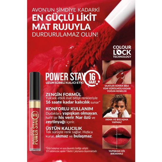 Avon Power Stay Kalıcı Likit Mat Ruj Resilient Red Fiyatı