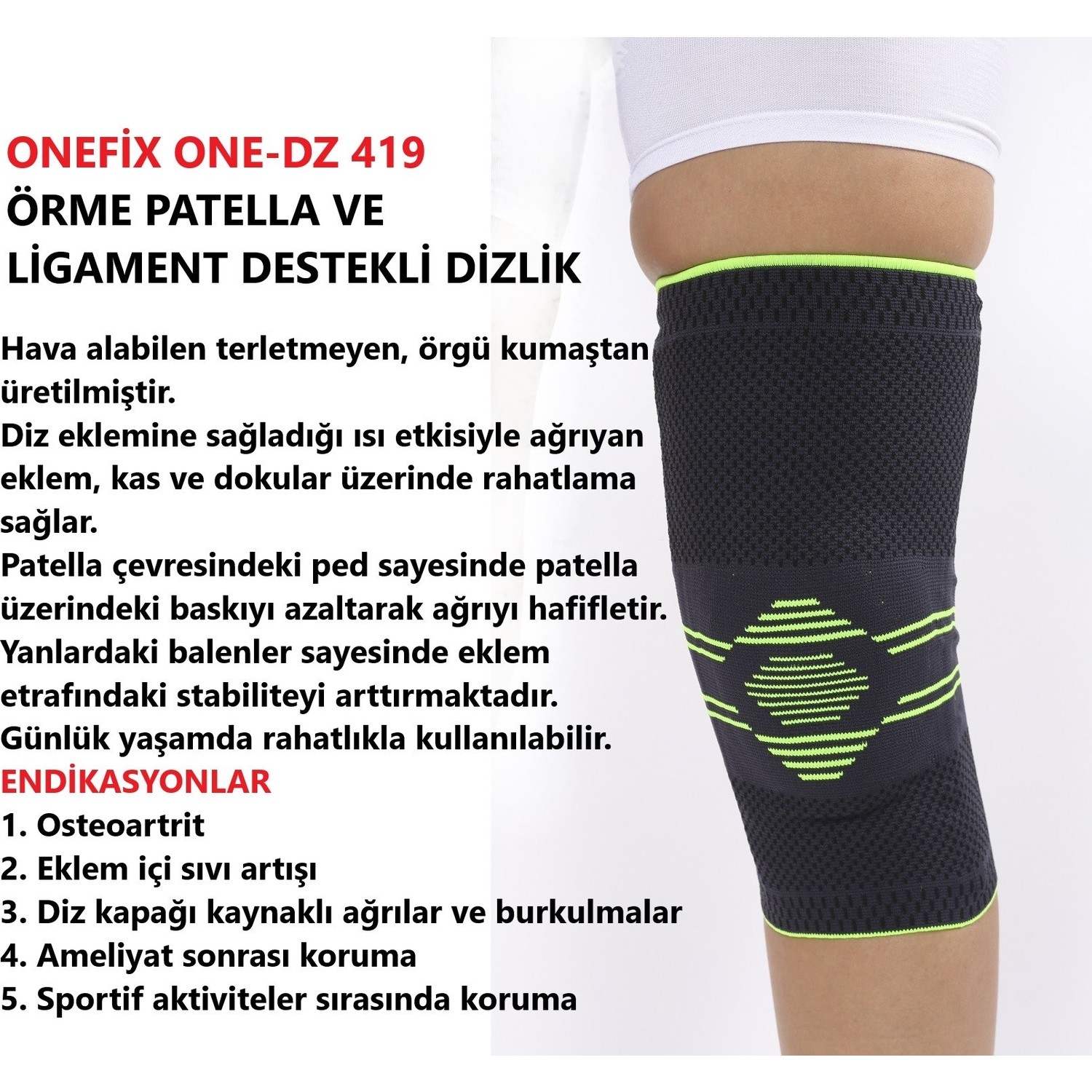 Onefix Örme Patella ve Ligament Destekli Dizlik - Onefix - Fiyatı