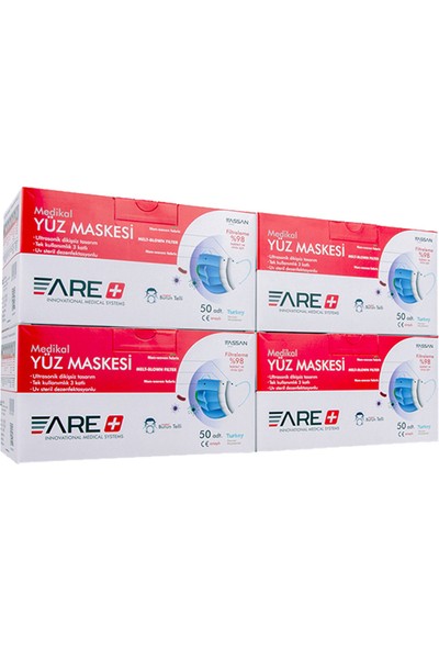 Are Cerrahi Maske Meltlown Filtreli Burun Telli FDA Onaylı 4 Kutu 200 Adet Are Cerrahi Maske Meltlown Filtreli Burun Telli FDA Onaylı 4 Kutu 200 Adet