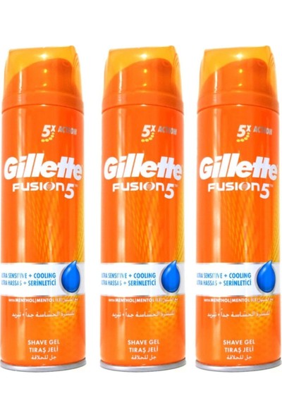 Gillette Fusion 5 Ultra Hassas Serinletici Tıraş Jeli 200 ml x 3 Gillette Fusion 5 Ultra Hassas Serinletici Tıraş Jeli 200 ml x 3