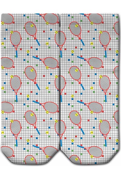 Ogobongo Patik Çorap Kareli Raketli 35-39 Numara