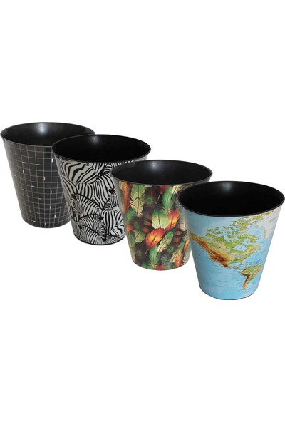 Nuun 4'lü Takım Plastik 10 Lt Renkli Ofis Çöp Kutusu Çöp Kovası 27 cm