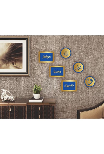 By Damla Collection Sabret Dua Et Şükret Allah Muhammed Vav 6'lı Tablo Set By Damla Collection Sabret Dua Et Şükret Allah Muhammed Vav 6'lı Tablo Set