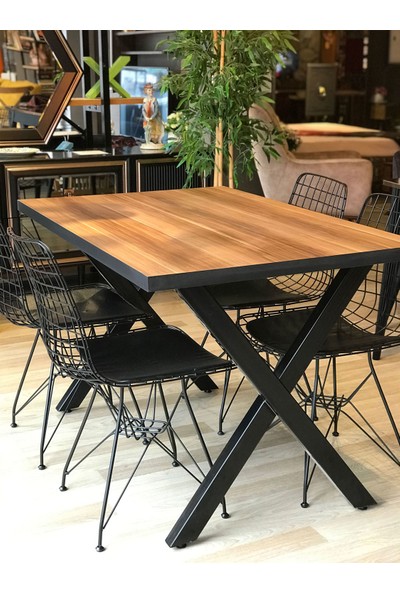 Avm Park x Ayak Pera Masa + 4 Sandalye Ceviz 120-80