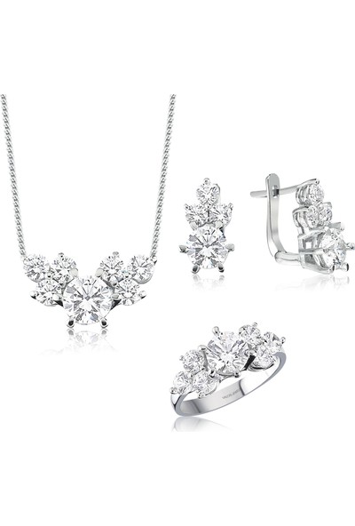 Valori Jewels Melek Gözü, 7.92 Karat Swarovski Zirkon Taşlı, Gümüş Tektaş Set Valori Jewels Melek Gözü, 7.92 Karat Swarovski Zirkon Taşlı, Gümüş Tektaş Set