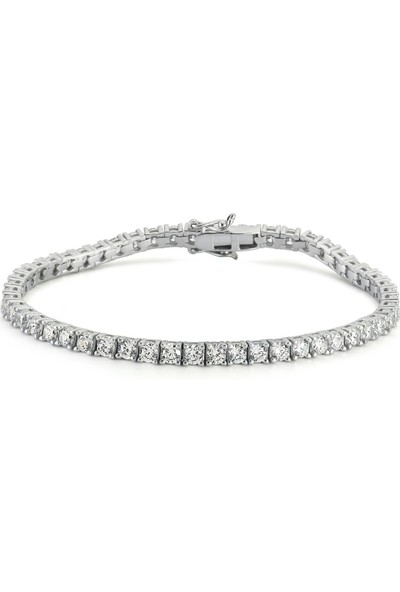 Valori Jewels Diamond Montür, 5.39 Karat Swarovski Zirkon Taşlı, Gümüş Su Yolu Bileklik