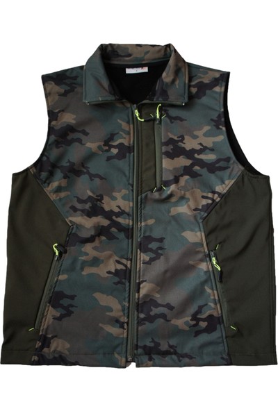 Uniprom Kamuflaj Yelek Su ve Rüzgar Geçirmez Softshell Kumaş