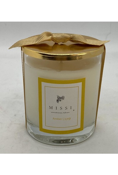 Missi Altın Metal Kapaklı Amber Çiçeği Kokulu Vegan Mum