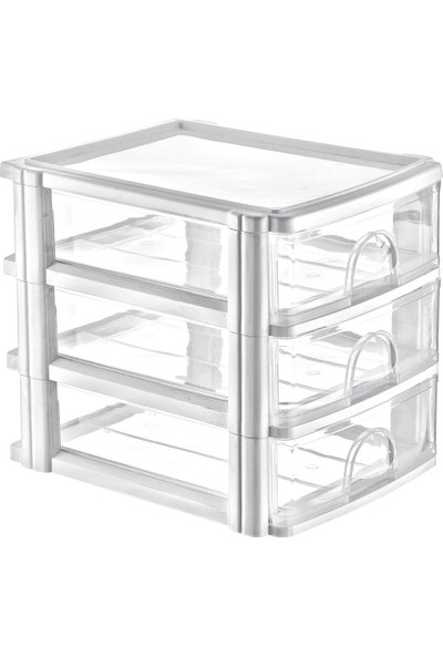 Plastart A4 3 Bölmeli Evrak Çekmecesi Organizer Beyaz