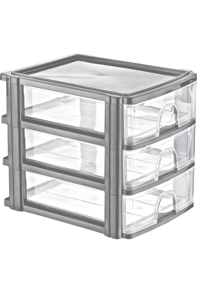 Plastart A4 3 Bölmeli Evrak Çekmecesi Organizer Gri Plastart A4 3 Bölmeli Evrak Çekmecesi Organizer Gri