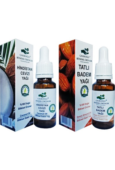Çalıkoğlu Bitkisel Ürünler Tatlı Badem Yağı + Hindistan Cevizi Yağı 2'li Avantaj Paketi 40 ml Çalıkoğlu Bitkisel Ürünler Tatlı Badem Yağı + Hindistan Cevizi Yağı 2'li Avantaj Paketi 40 ml