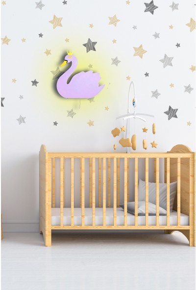 Modicrafts Çocuk Odası LED Işıklı Kuğu Gece Lambası Pembe