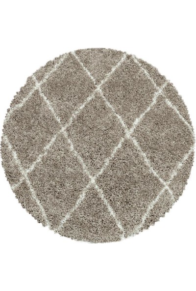 Ayyıldız Halı Yuvarlak Desenli Shaggy Halı Baklava Kare Desen Bej ve Beyaz Renklerde
