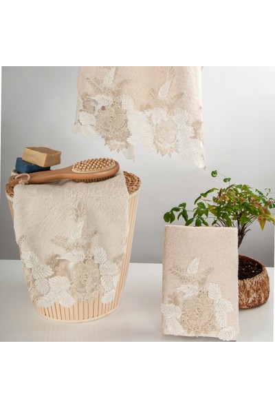 Nazik Home Floransa Dantelli 3'lü Havlu Set (El + Yüz + Banyo Havlusu) %100 Pamuk Nazik Home Floransa Dantelli 3'lü Havlu Set (El + Yüz + Banyo Havlusu) %100 Pamuk