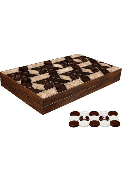 Otantik Hediyelik Trendy Tavla Takımı ve Pulları Kalın Kasa