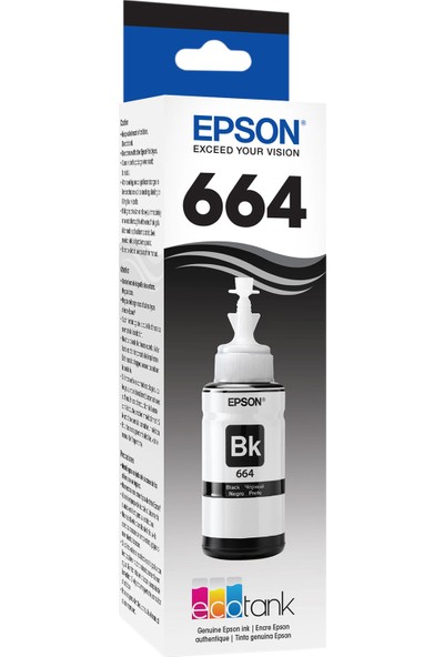 Epson T664 Siyah Mürekkep 70 ml Epson 664 Mürekkep - L Epson T664 Siyah Mürekkep 70 ml Epson 664 Mürekkep - L