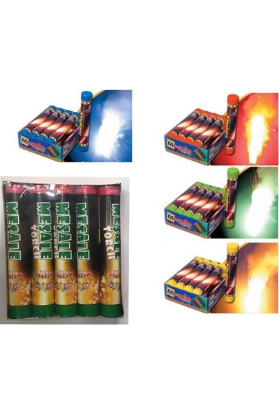 Tam İthalat 					 Yeşil Renk Meşale 25 cm