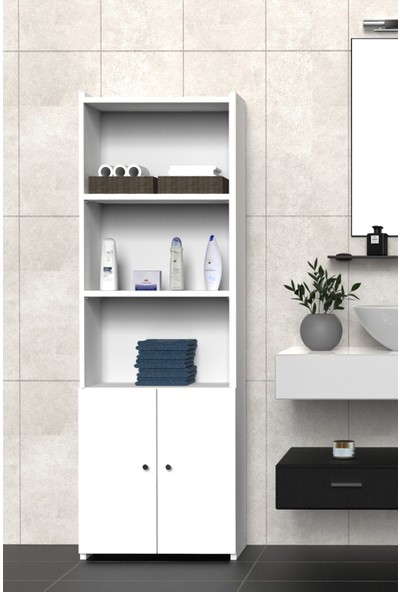 Mimilos K2 Kapaklı Beş 5 Raflı Arkalıklı Demonte Banyo Dolabı Mimilos K2 Kapaklı Beş 5 Raflı Arkalıklı Demonte Banyo Dolabı