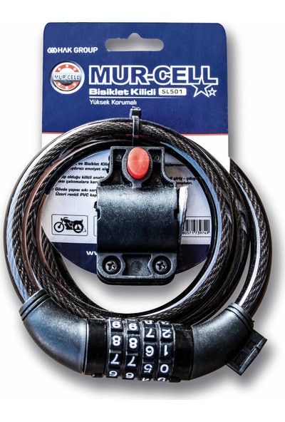Mur-Cell Şifreli Bisiklet Kilidi Siyah SL501 Mur-Cell Şifreli Bisiklet Kilidi Siyah SL501