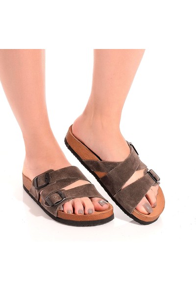 Moosefield Deri Kadın Terlik Füme 35
