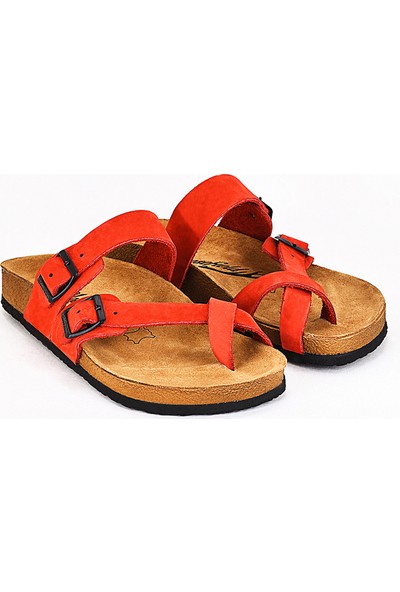 Moosefield Deri Kadın Terlik Kırmızı 42