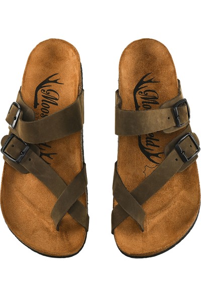 Moosefield Deri Kadın Terlik Haki 42
