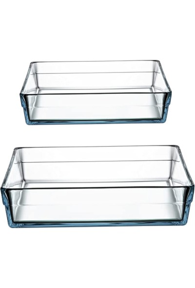 Paşabahçe Borcam Premium Kare Tepsi Set (Büyük+Küçük)