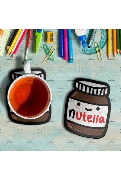 Nutella Baskılı Ahşap Bardak Altlığı