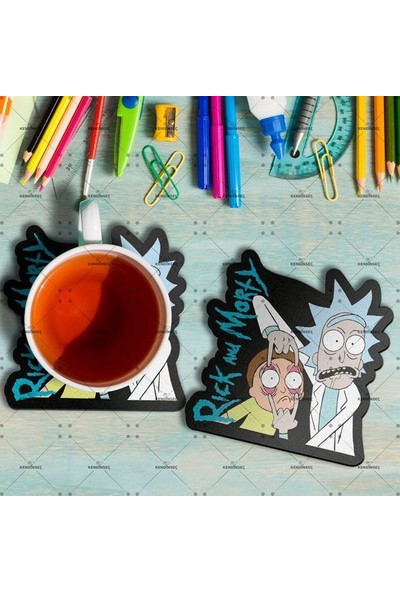 Rick And Morty Baskılı Ahşap Bardak Altlığı