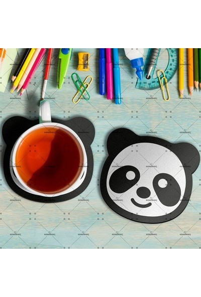 Panda Baskılı Ahşap Bardak Altlığı Panda Baskılı Ahşap Bardak Altlığı
