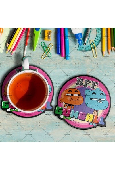 Gumball Bff Baskılı Ahşap Bardak Altlığı