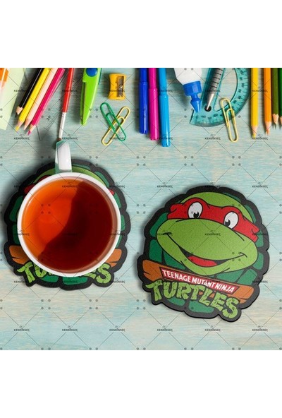 Ninja Kaplumbağalar Raphaelbaskılı Ahşap Bardak Altlığı