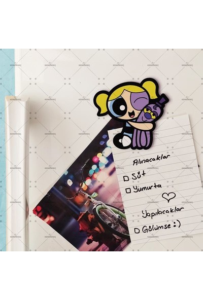 Hipder Powerpuff Girls Bubbles Baskılı Ahşap Magnet