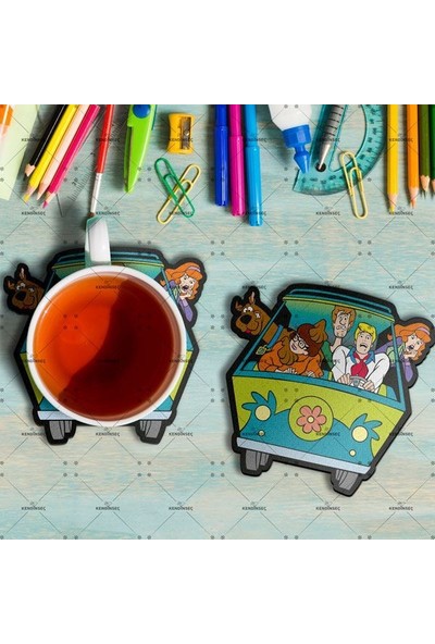 Hipder Sccoby Doo Baskılı Ahşap Bardak Altlığı