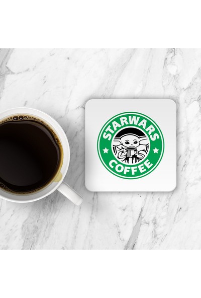 Horizon Baskı Baby Yoda Starbucks 4'lü Adf Bardak Altlığı