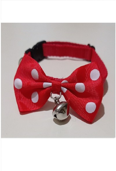 Muca Papyonlu Kedi Boyun Tasması Kırmızı Puantiyeli