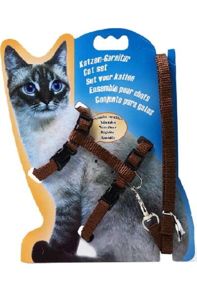 Muca Kedi Göğüs Tasması ve Gezdirme Seti Kahverengi Muca Kedi Göğüs Tasması ve Gezdirme Seti Kahverengi
