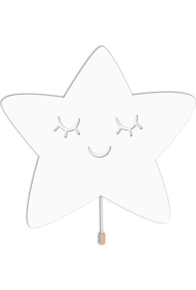 Woodcas Ahşap Çocuk ve Bebek Odası Kırık Beyaz Yıldız Gece Lambası