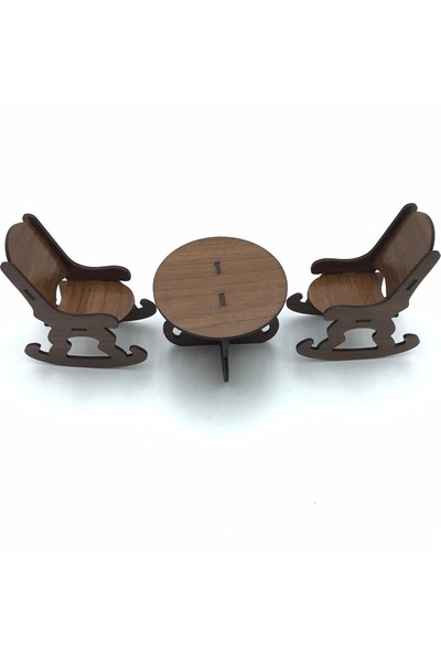 Sıradışı Hediyelik Ahşap Minyatür Masa Sandalye Takımı