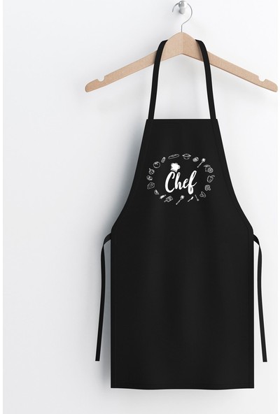 Kurumsal Ambalaj Mutfak Önlüğü – (Chef Baskılı) - Siyah Gabardin Kumaş Kurumsal Ambalaj Mutfak Önlüğü – (Chef Baskılı) - Siyah Gabardin Kumaş