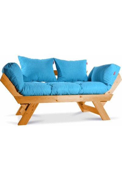 Mobildeco Kombin Wood Ahşap Iki Kişilik Kanepe (Ceviz/mavi) Mobildeco Kombin Wood Ahşap Iki Kişilik Kanepe (Ceviz/mavi)