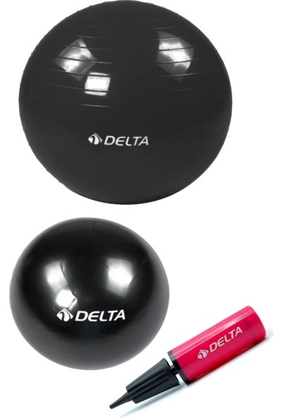 Delta 65 cm Pilates Topu 25 cm Mini Denge Topu ve Pompası Seti