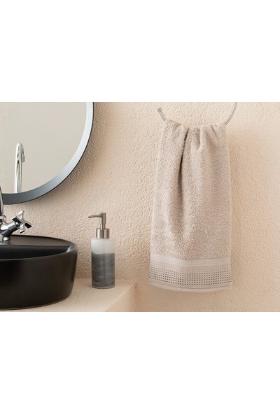 English Home Stripes Çizgili Açık Bej 50 x 76 cm Yüz Havlusu